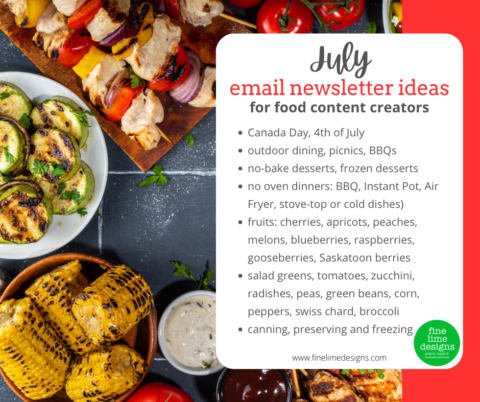 July Newsletter Content Ideas for Food Bloggers | Fine Lime Designs